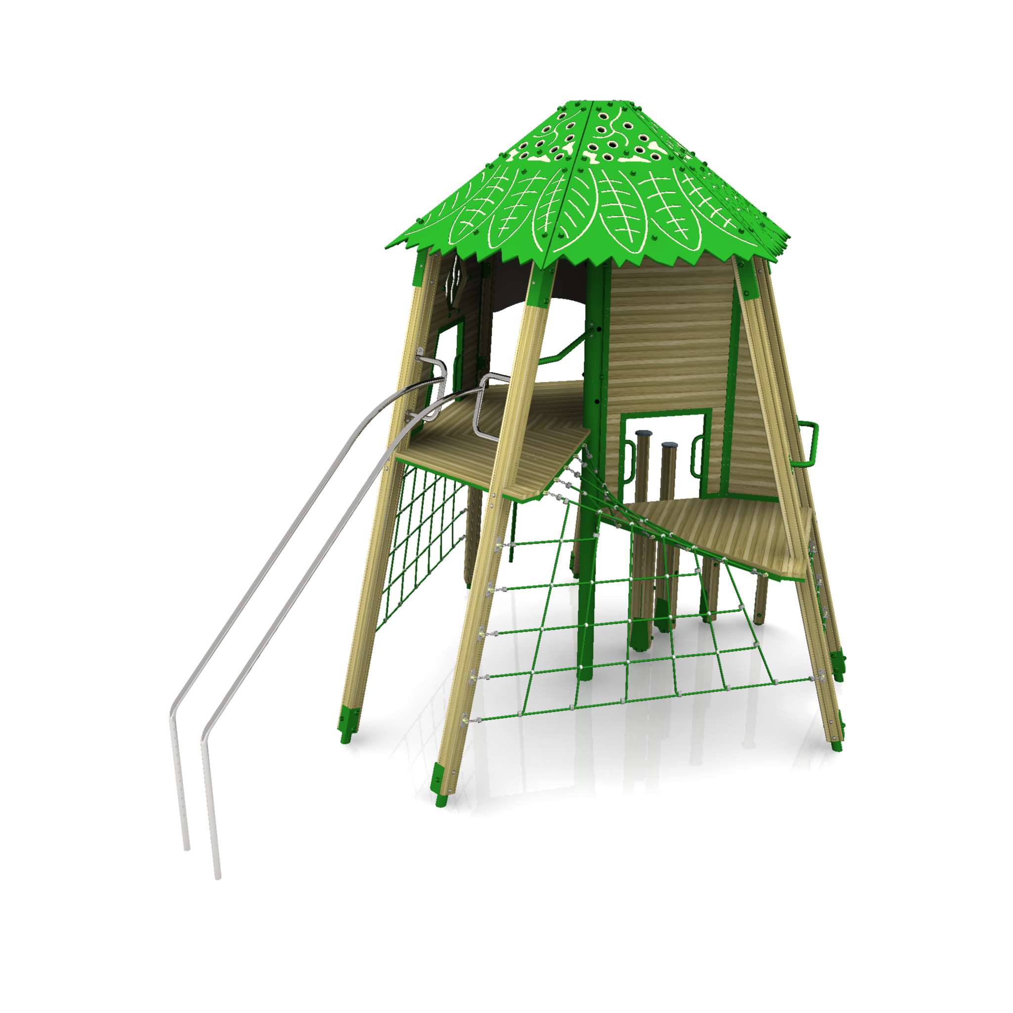 Tree House with Bannister Slide - Playtime By Fawns